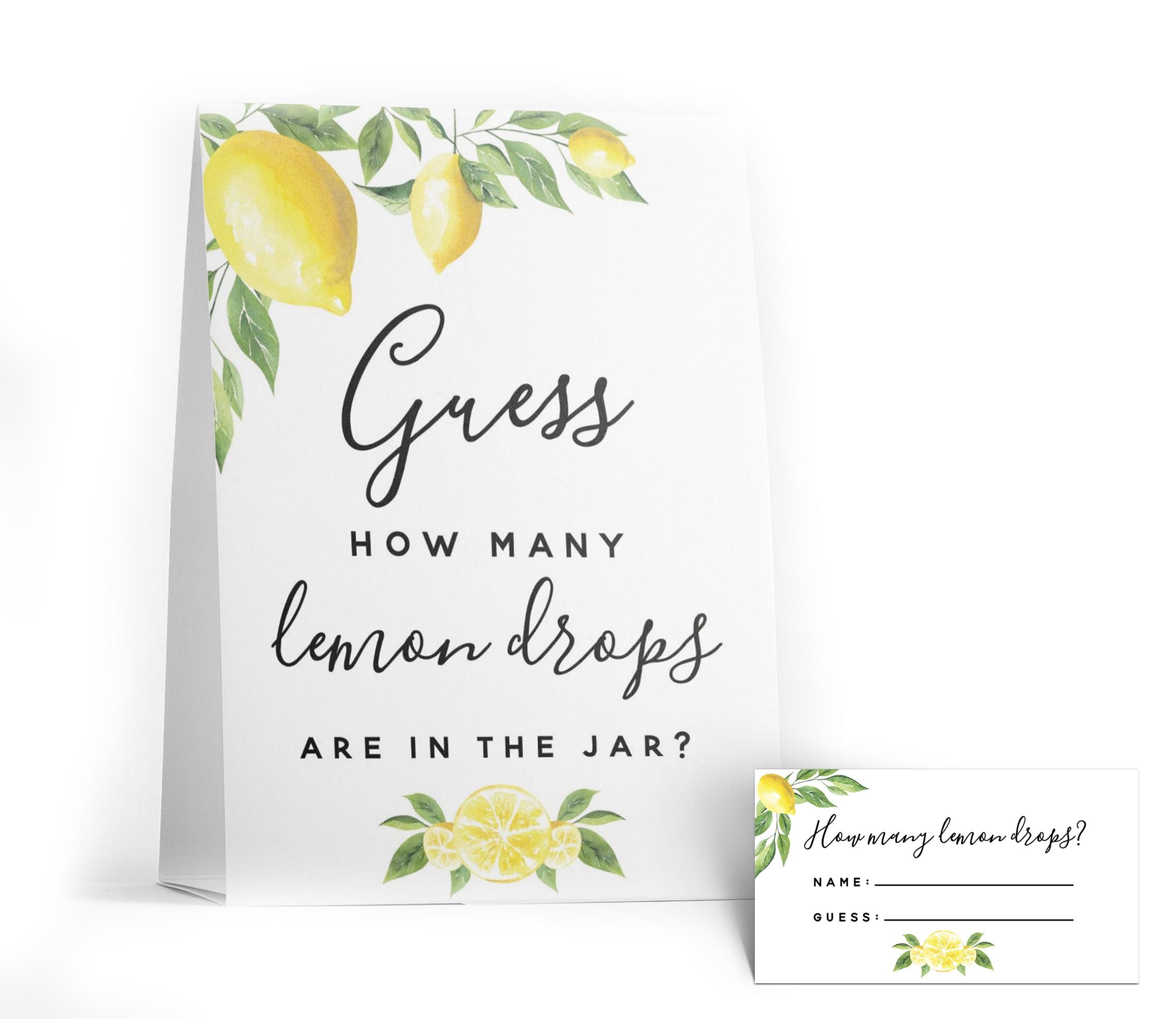 Guess How Many Lemon Drops Game for Wedding, Bridal Shower, Baby Shower ...