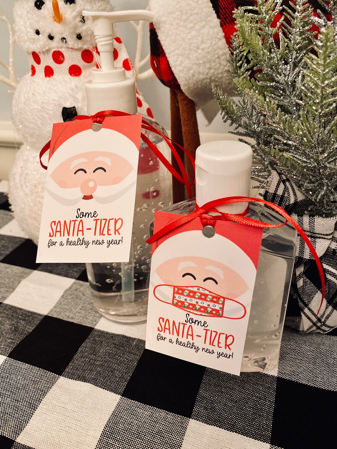 Customizeable Santa-tizer Printable Hand Sanitizer Tags Easy | Etsy