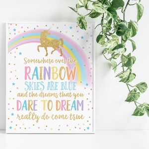 Unicorn Party Sign • Unicorn Birthday Party Sign • Somewhere Over the ...