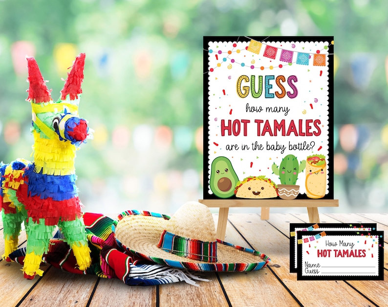 Guess How Many Hot Tamales Fiesta Baby Shower Game, Taco Bout A Baby ...