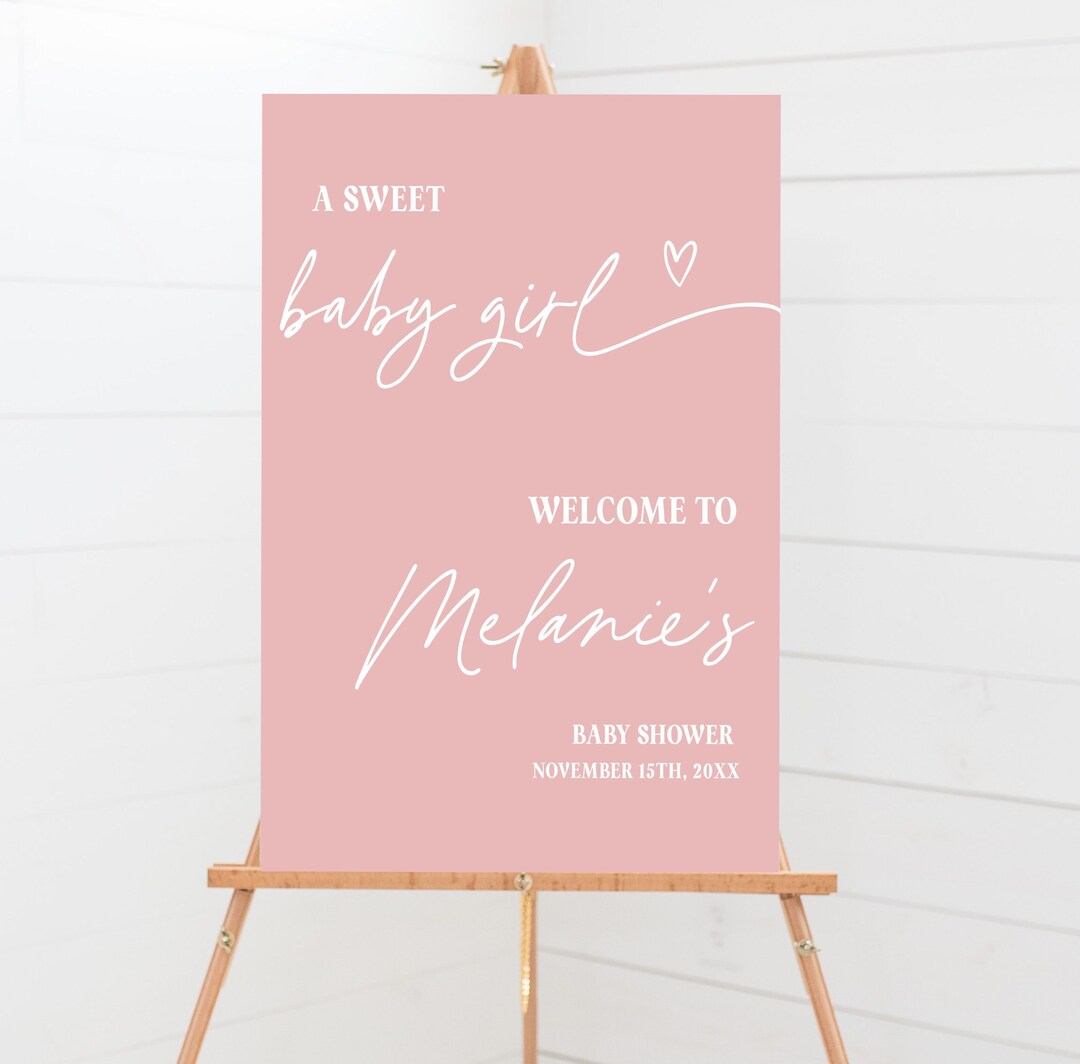 Minimalist Baby Shower Welcome Signs Blush Baby Shower Modern Boho Baby ...