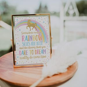 Unicorn Party Sign • Unicorn Birthday Party Sign • Somewhere Over the ...