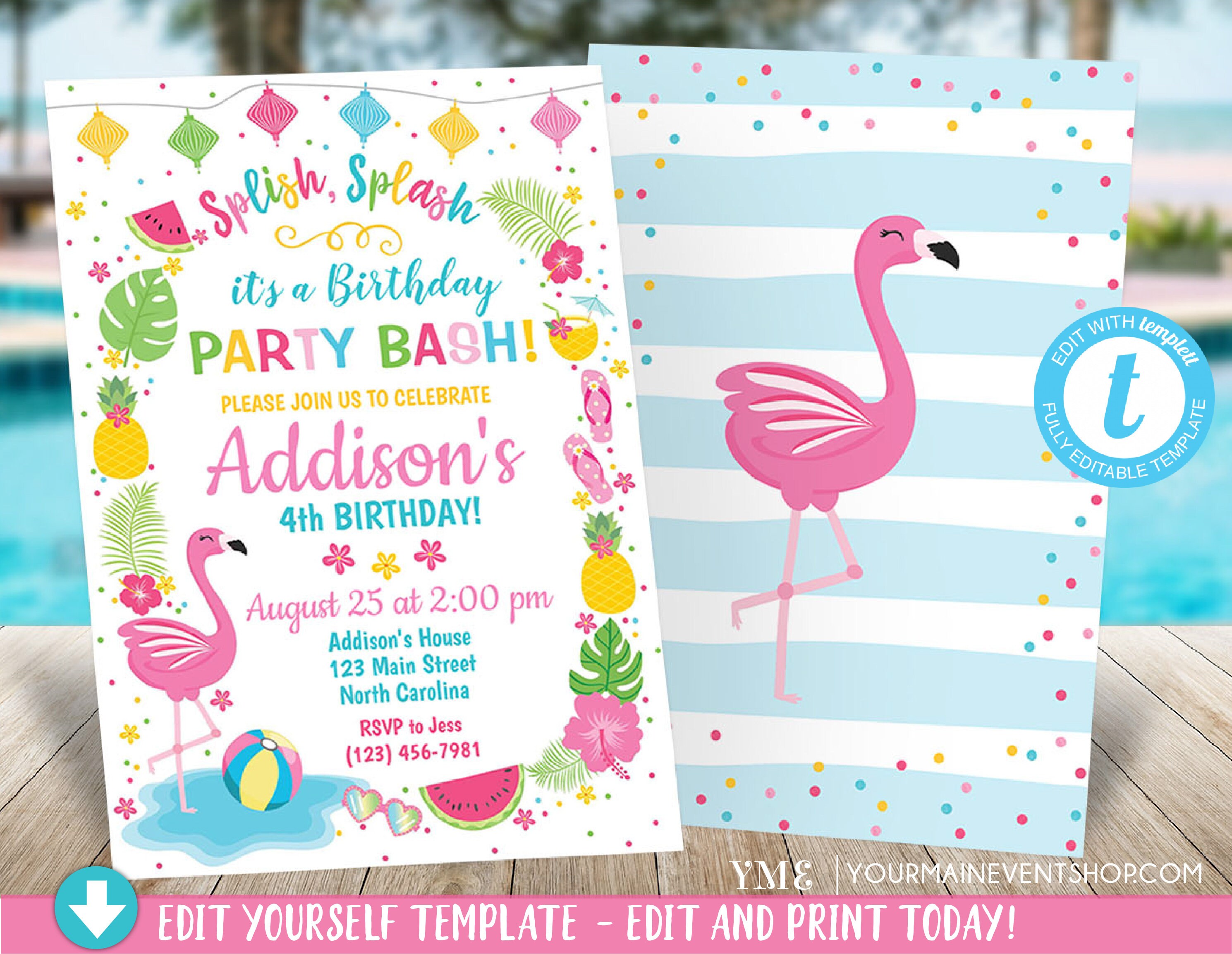 Flamingle Invitation Let's Flamingle Invitation Flamingo | Etsy
