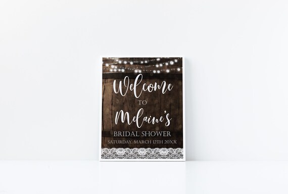 Rustic Wood Barrel Welcome Party Sign, Rustic Party Decorations ...