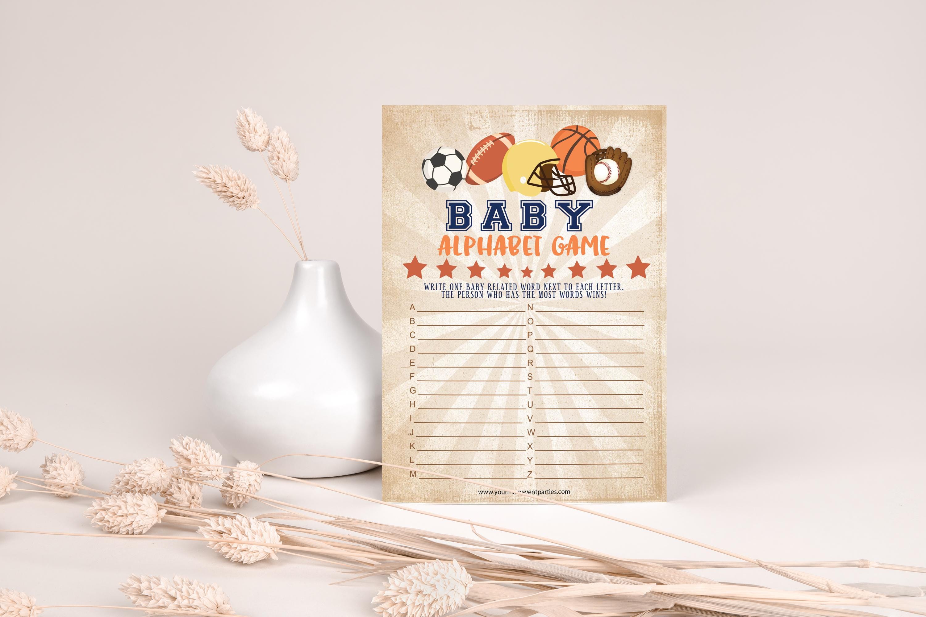 All Star Sports Baby Shower Game Alphabet ABC - Etsy