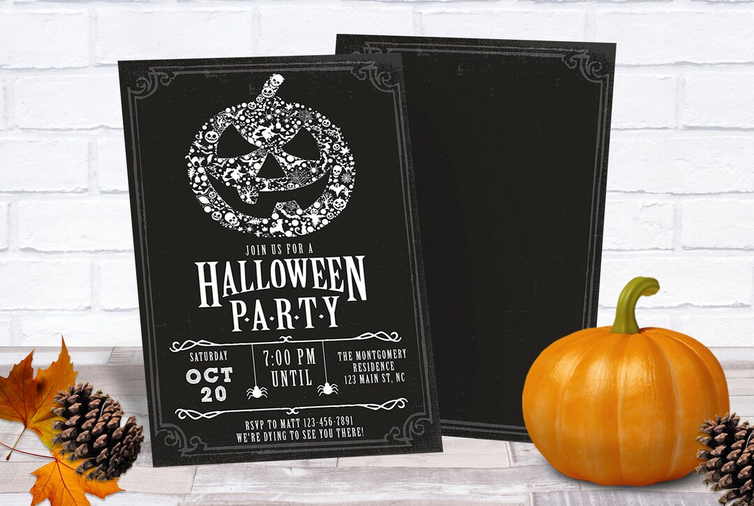 Halloween Invitation Halloween Party Invitations Pumpkin - Etsy