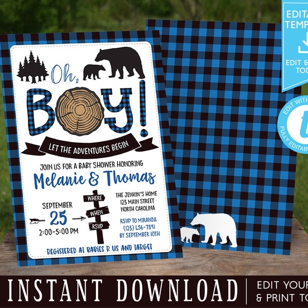 Buffalo Plaid Baby Shower Invitation - Etsy