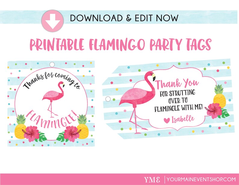 Flamingo Birthday Tags Flamingle Favor Tags Flamingo Summer - Etsy