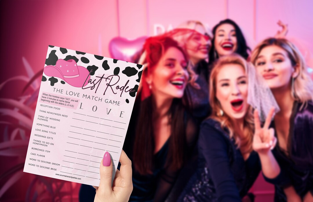 Cowgirl Last Rodeo Bridal Shower Bachelorette Games, Love Match ...