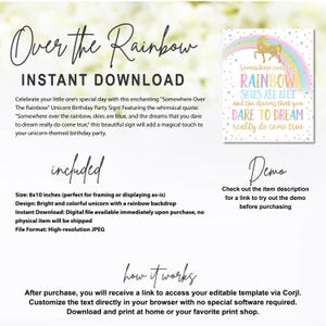 Unicorn Party Sign • Unicorn Birthday Party Sign • Somewhere Over the ...