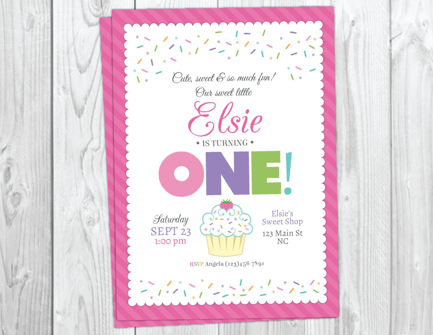 Paper & Party Supplies Digital Sprinkles Cupcake Birthday Invitation ...