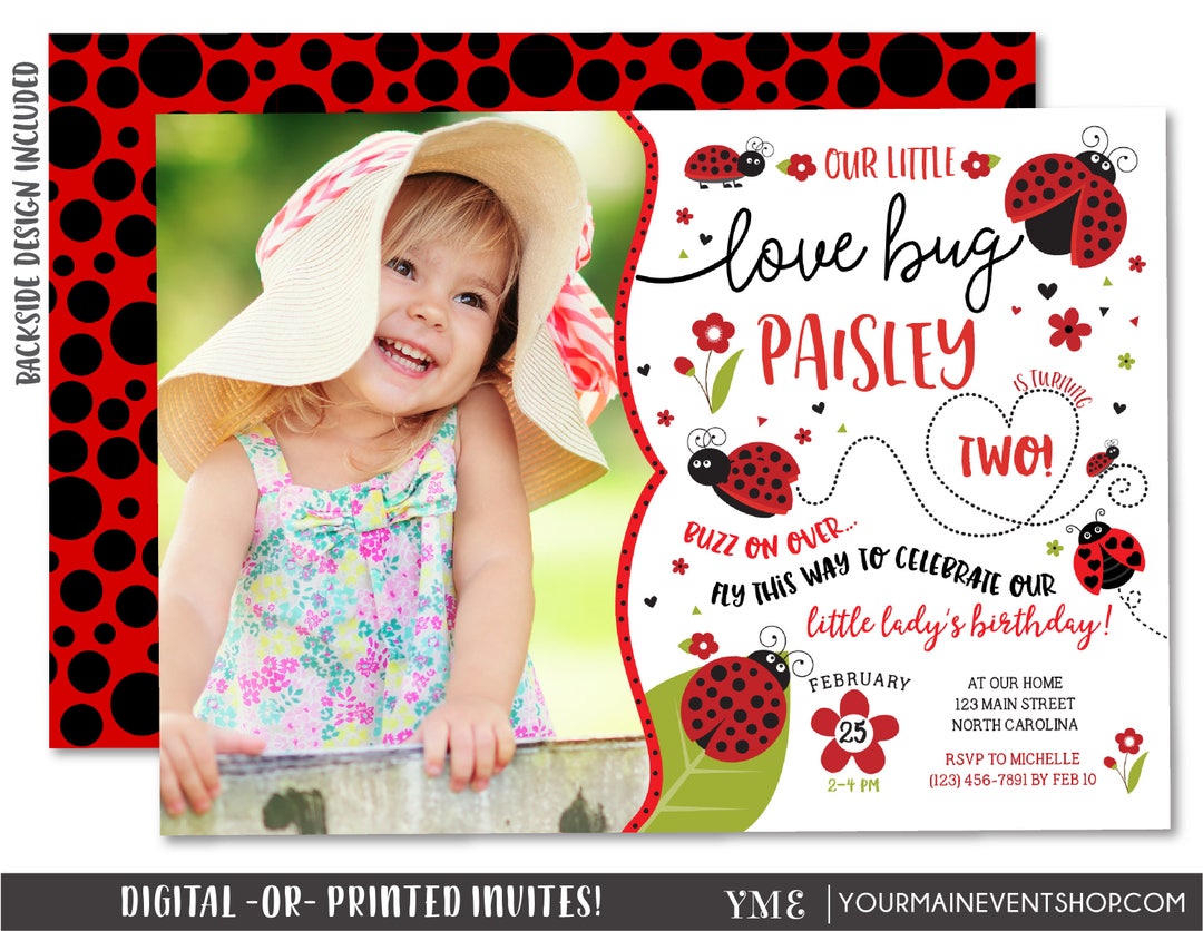 Ladybug Invitation, Ladybug Photo Birthday Invitation, Ladybug Party ...