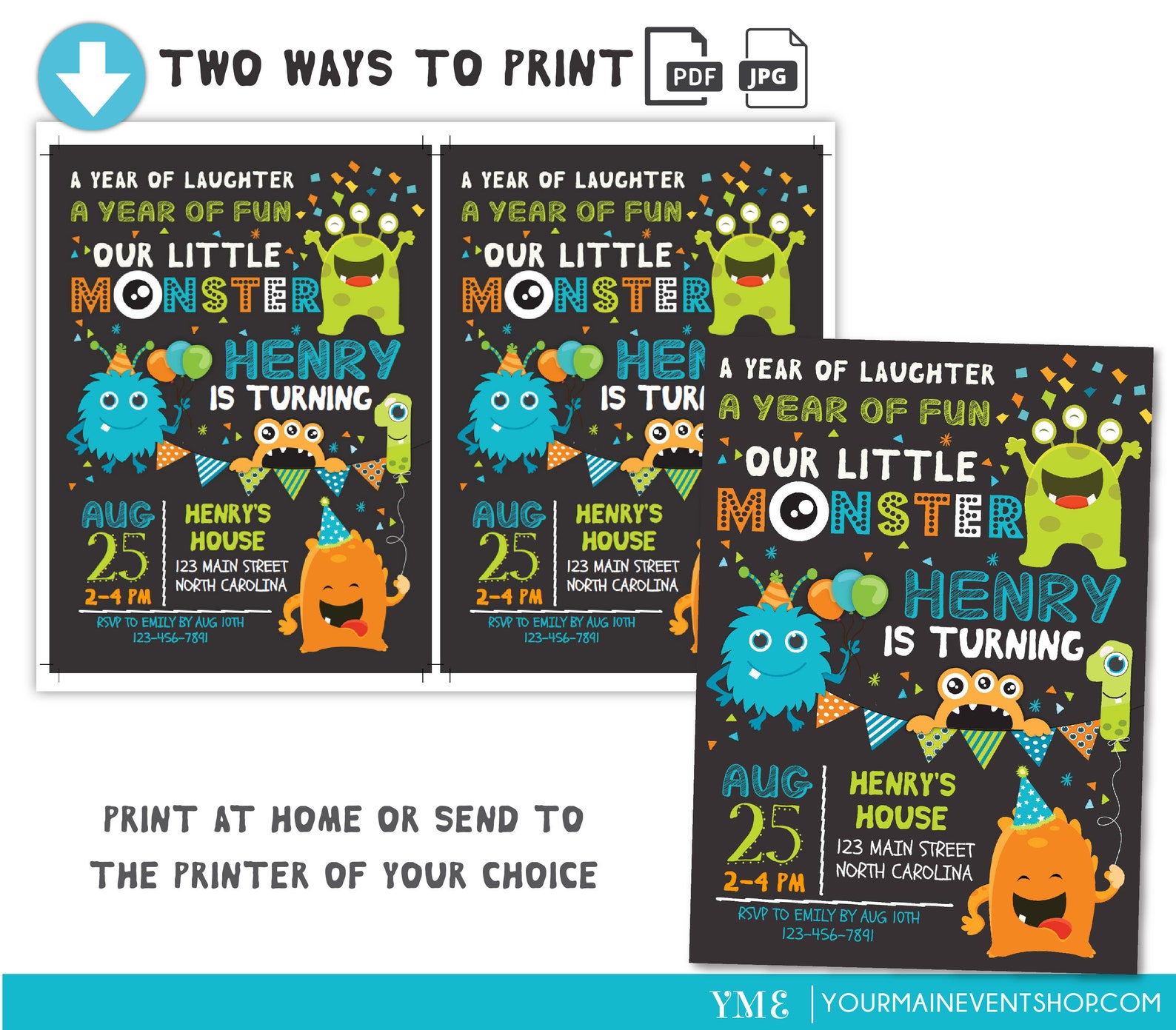 Monster Invitation Photo Monster Birthday Invitation Monster | Etsy