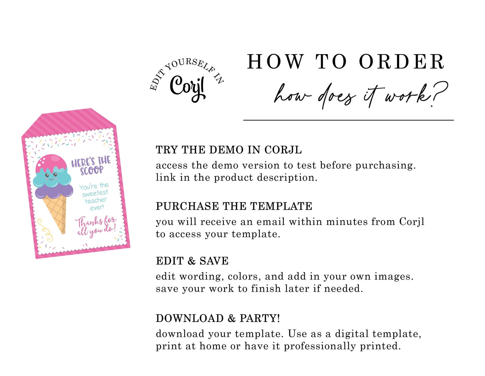 Ice Cream Teacher Appreciation Thank You Gift Tags - Etsy