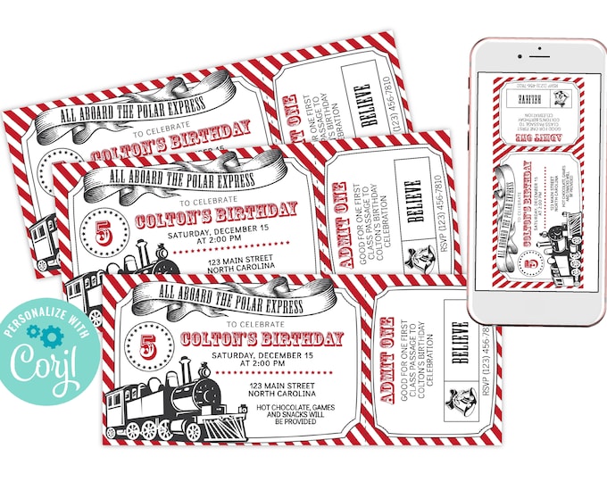 The Polar Express Birthday Invitation Christmas Polar - Etsy