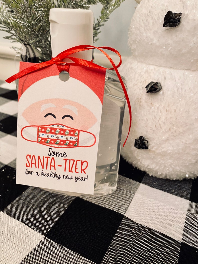 Customizeable Santa-tizer Printable Hand Sanitizer Tags Easy | Etsy