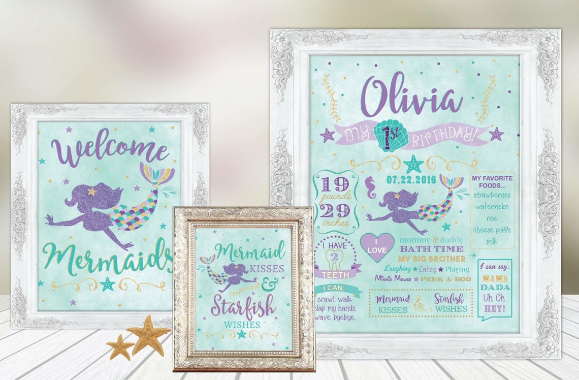 Mermaid Party Sign Welcome Mermaids Birthday Party Sign - Etsy