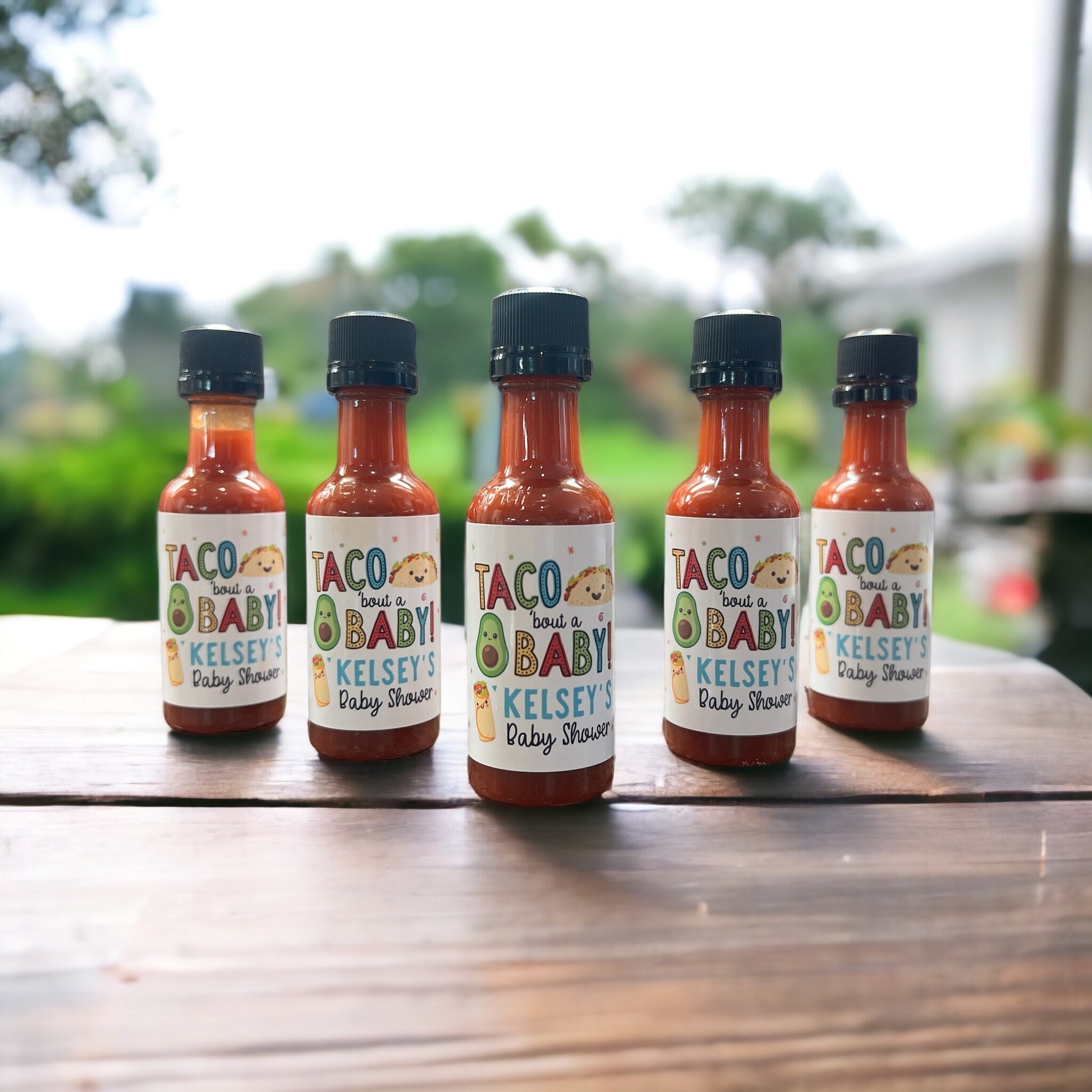 Fiesta Baby Shower Hot Sauce Favors DIY Kit: Mini Bottles, Labels ...
