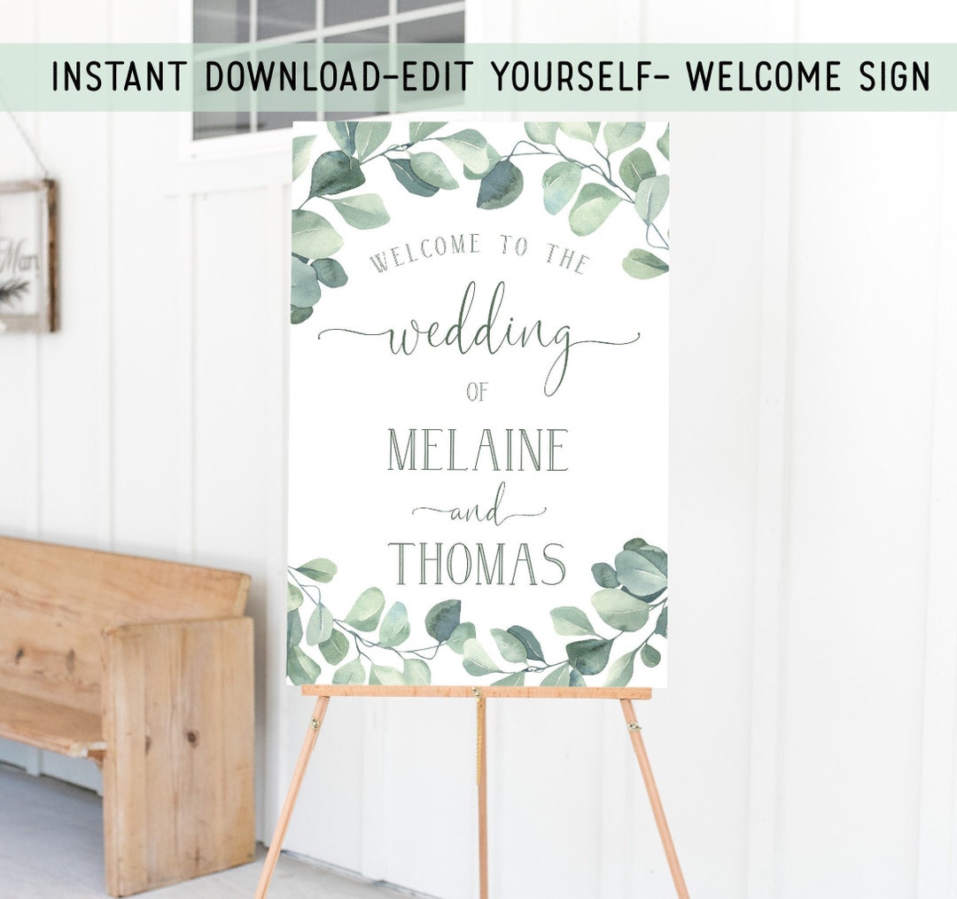 Editable Eucalyptus Welcome Sign | Bridal Shower Welcome Sign | Themed ...