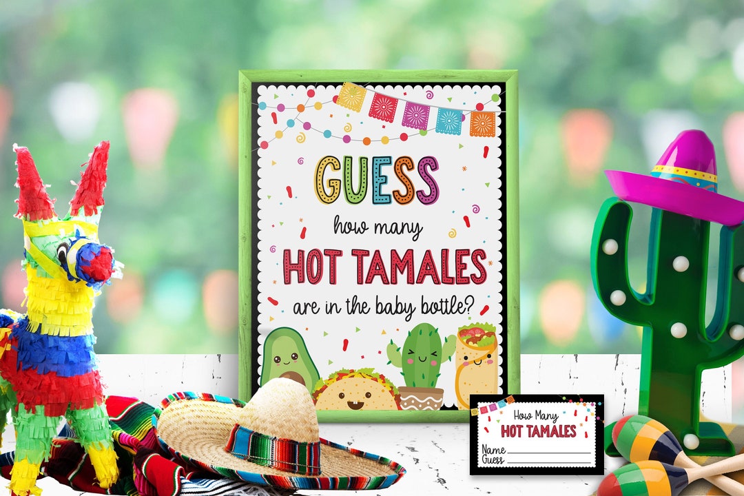 Guess How Many Hot Tamales Fiesta Baby Shower Game, Taco Bout A Baby ...