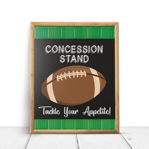 Football Sports Concession Stand Baby Shower Sign, Tackle Your Appetite ...
