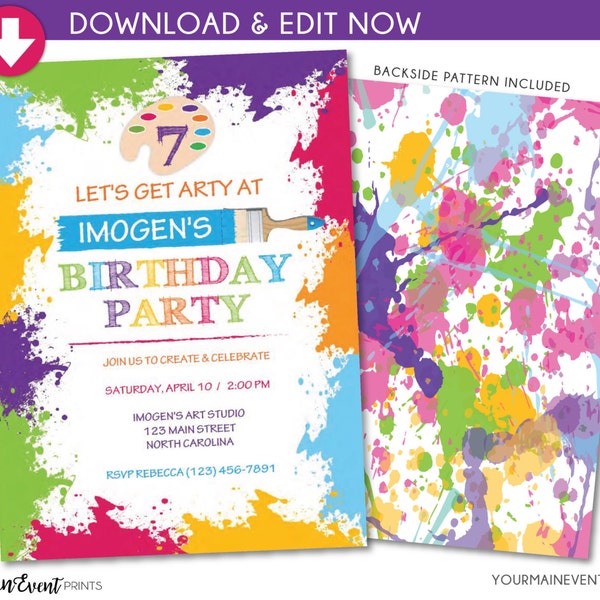 Paint Splatter Invitation - Etsy Canada