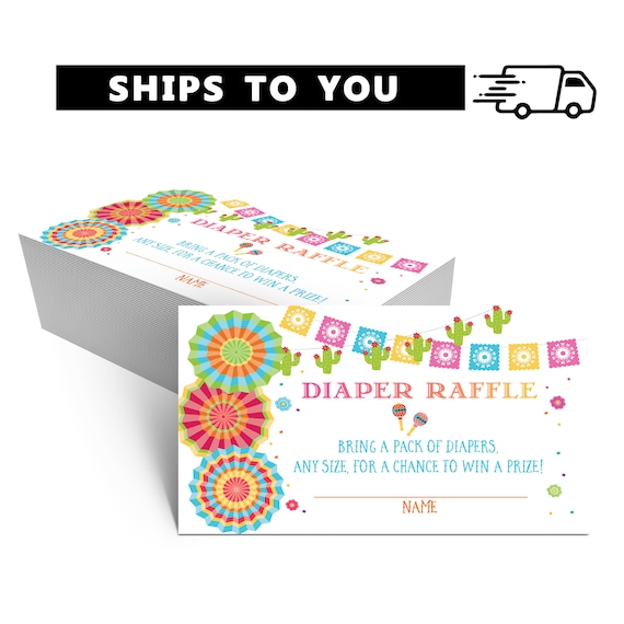 Pritned Fiesta Mexican Baby Shower Diaper Raffle Card, Diaper Raffle ...