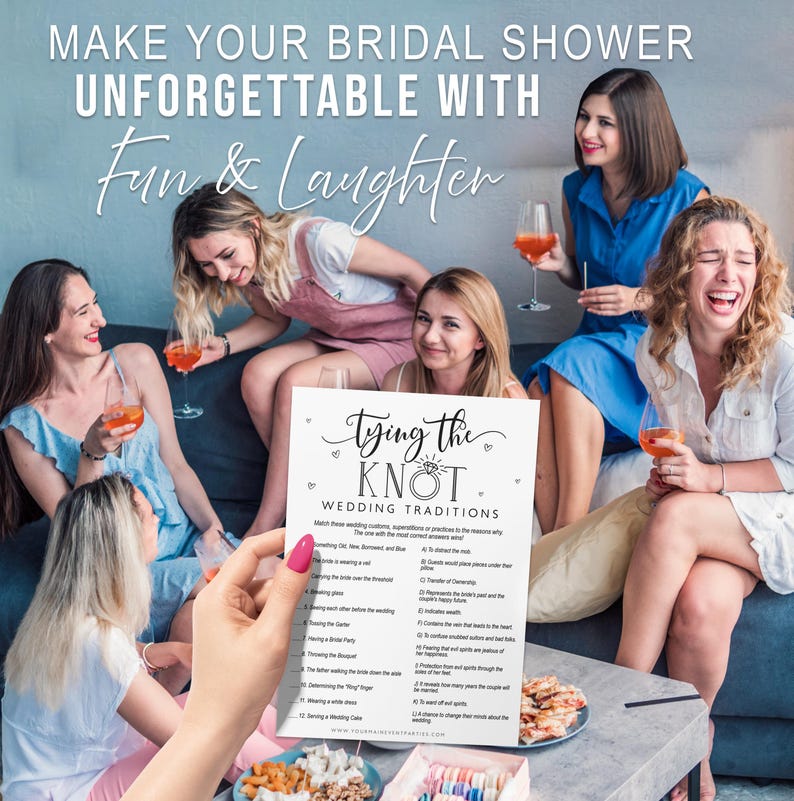 Printed Bridal Shower Games: Tying the Knot Wedding Game Trivia Game ...