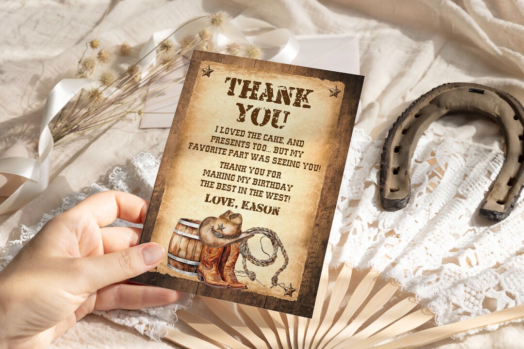 Saddle up Country Western Thank You Card - Etsy