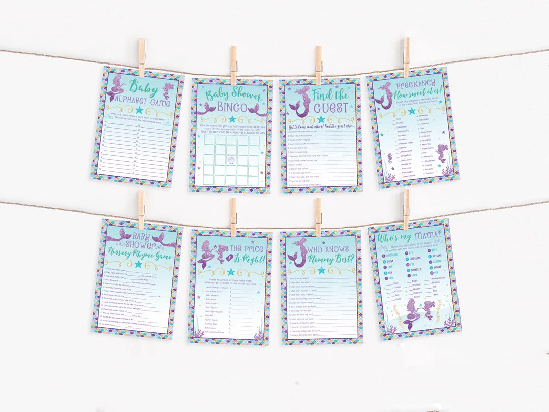 Mermaid Baby Shower Themed Games Bundle - Etsy