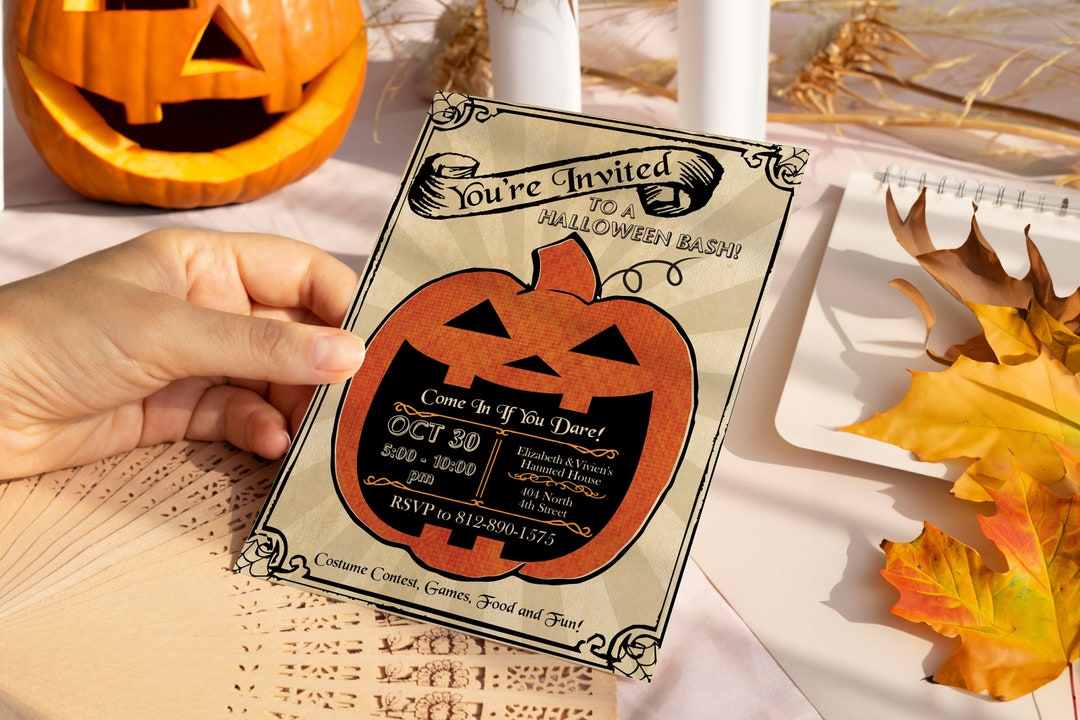 Pumpkin Carving Halloween Party Invitation - Etsy