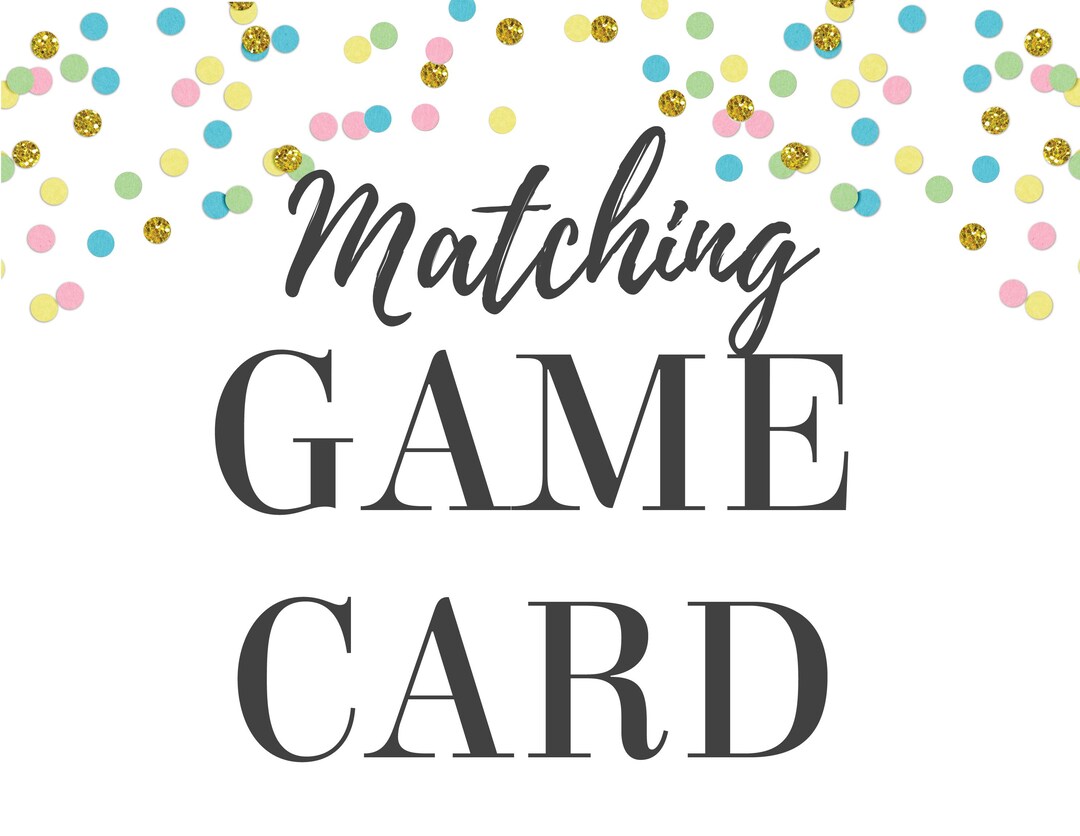 Matching Game Card - Etsy