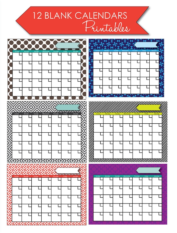 12 Blank Calendar Printables For Any Month Or Year! by Your Main Event ...