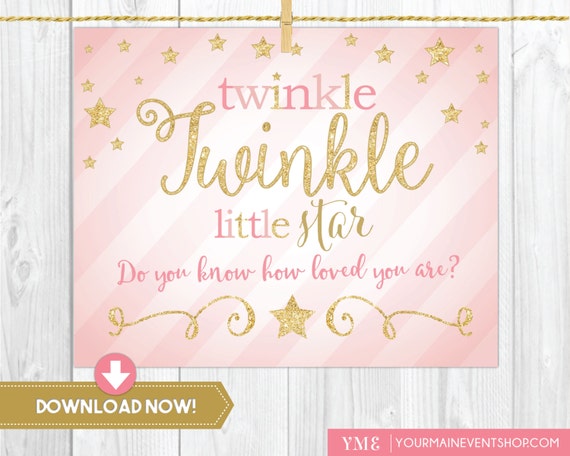 Twinkle Twinkle Little Star Sign • Baby Shower Welcome Sign Printable ...