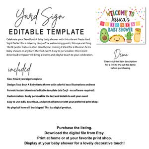 Taco Bout A Baby Shower Fiesta Yard Sign Drive by Drop off Welcome Sign ...