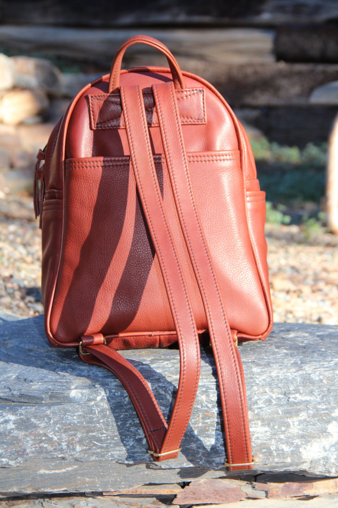 Leather Zip Day Backpack - Etsy