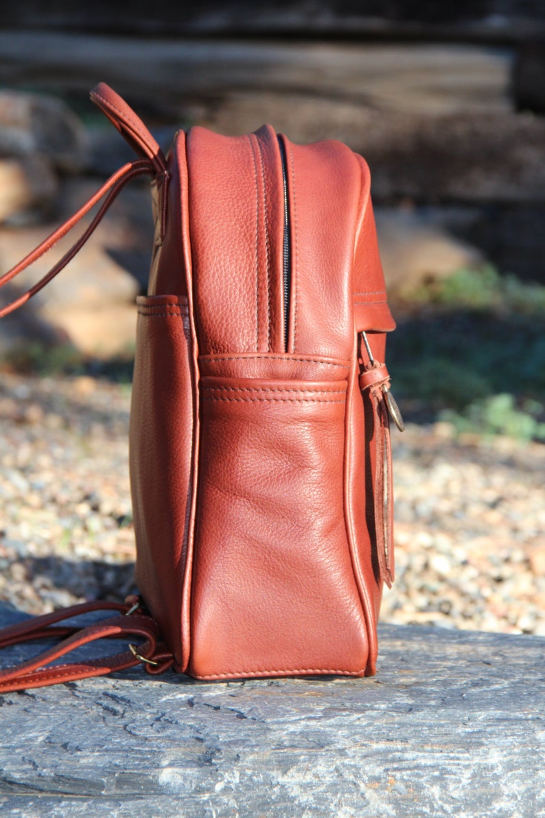 Leather Zip Day Backpack - Etsy