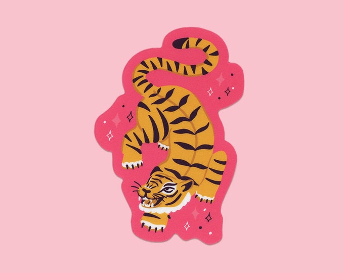 Sassy Pink Tiger - Vinyl Die-cut Stickers - 3" X 2" - Pink - Wild Thing ...