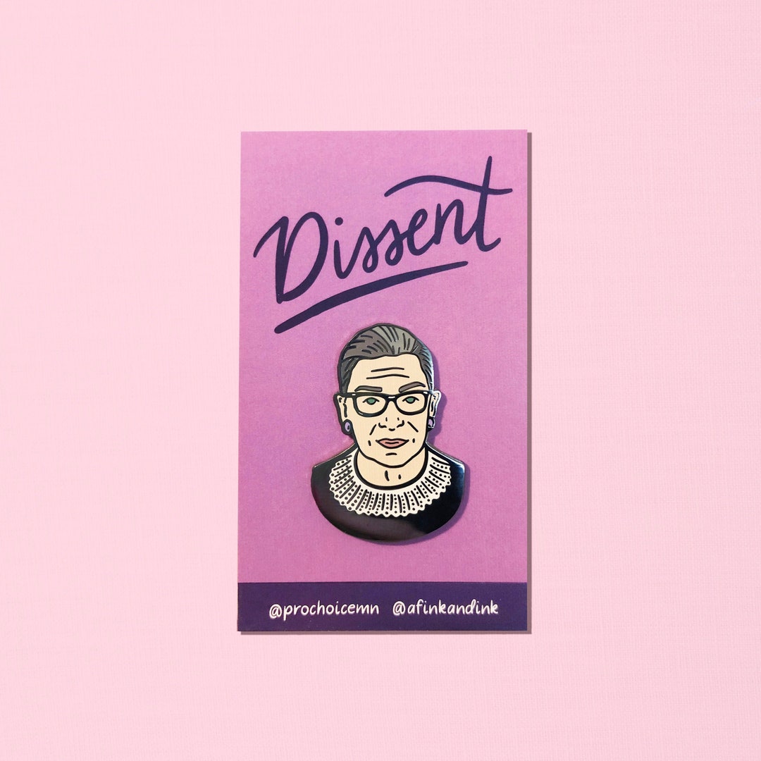 RBG Dissent Pin Hard Enamel Lapel Pins 1.5 Black White Supreme Feminism ...