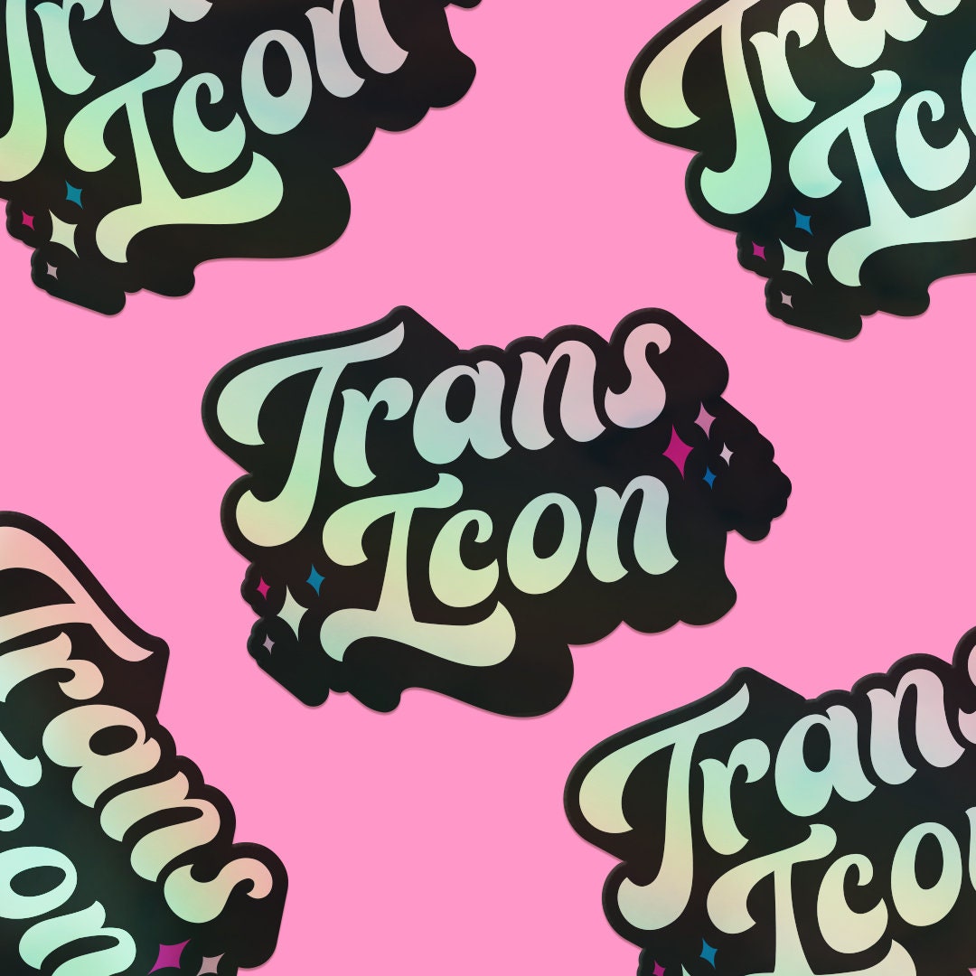 Trans Icon - Rainbow Holographic Vinyl Die-cut Sticker - Pride - Queer ...