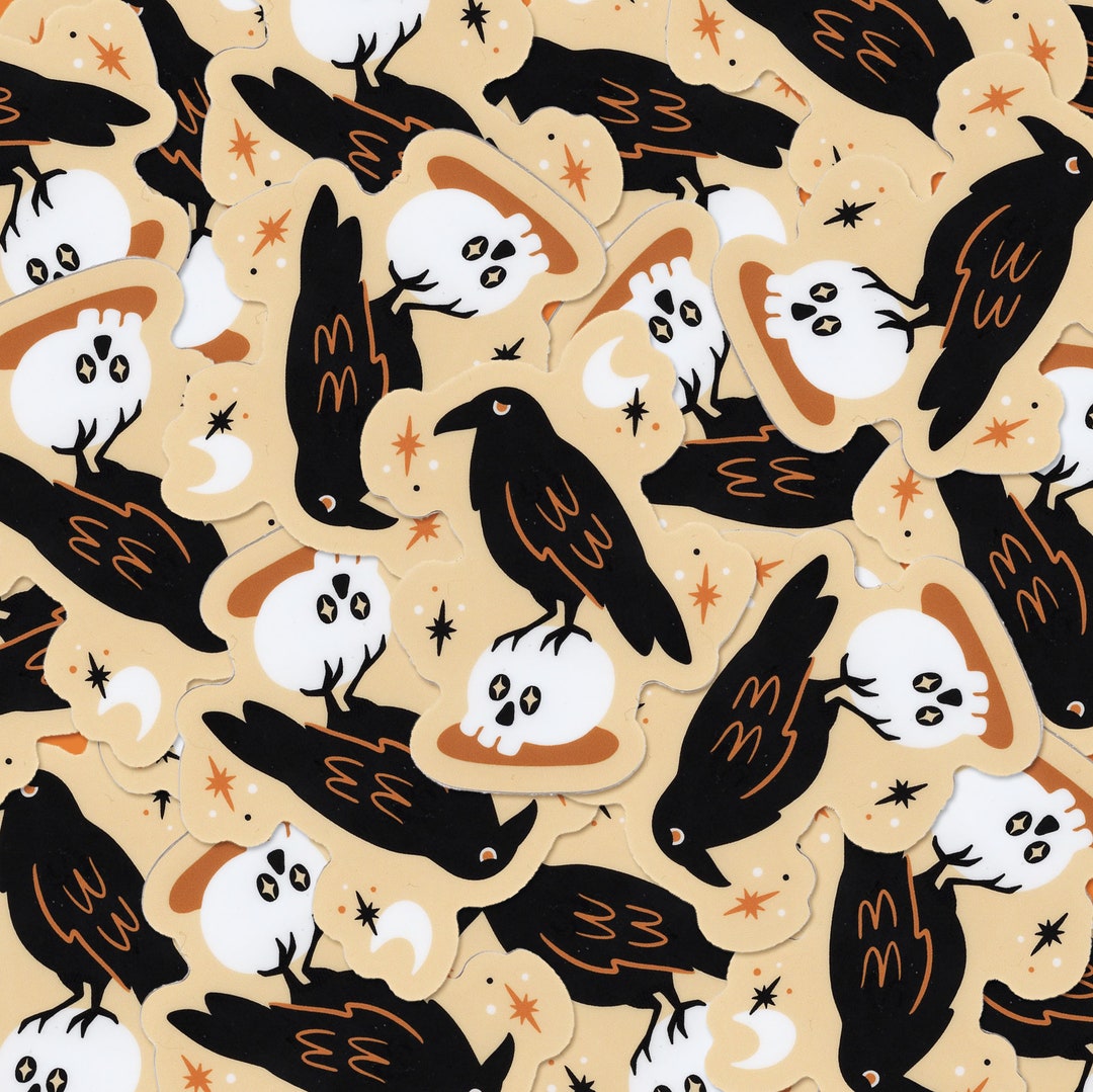 Spooky Crow and Skull Vinyl Die-cut Stickers 3 - Etsy