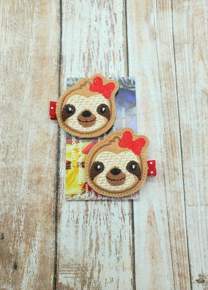 Sloth Hair Clips Girls Hair Clips Sloth Hair Bows Toddler | Etsy