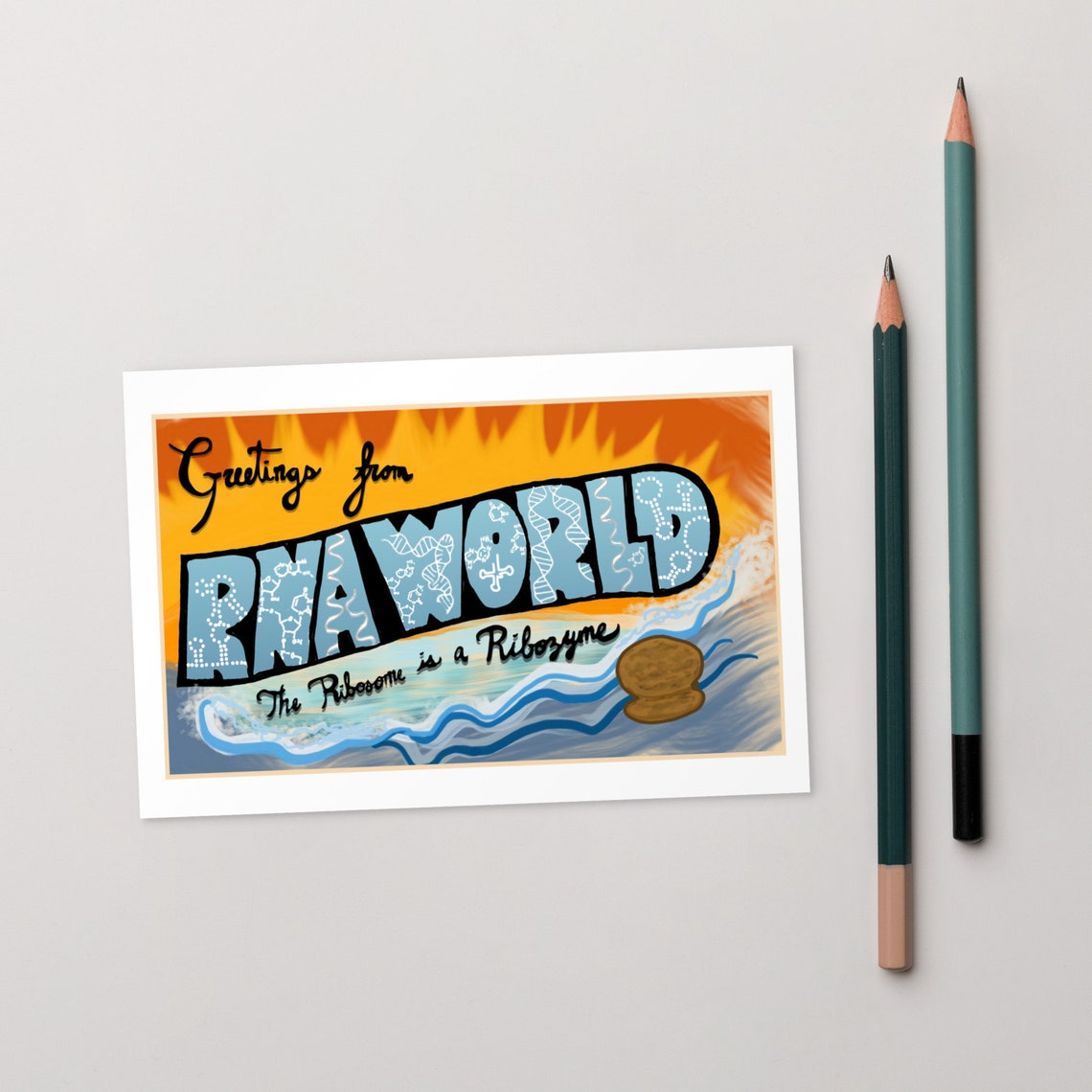 RNA World Postcard - Tacky Postcard, Science Humor - Etsy