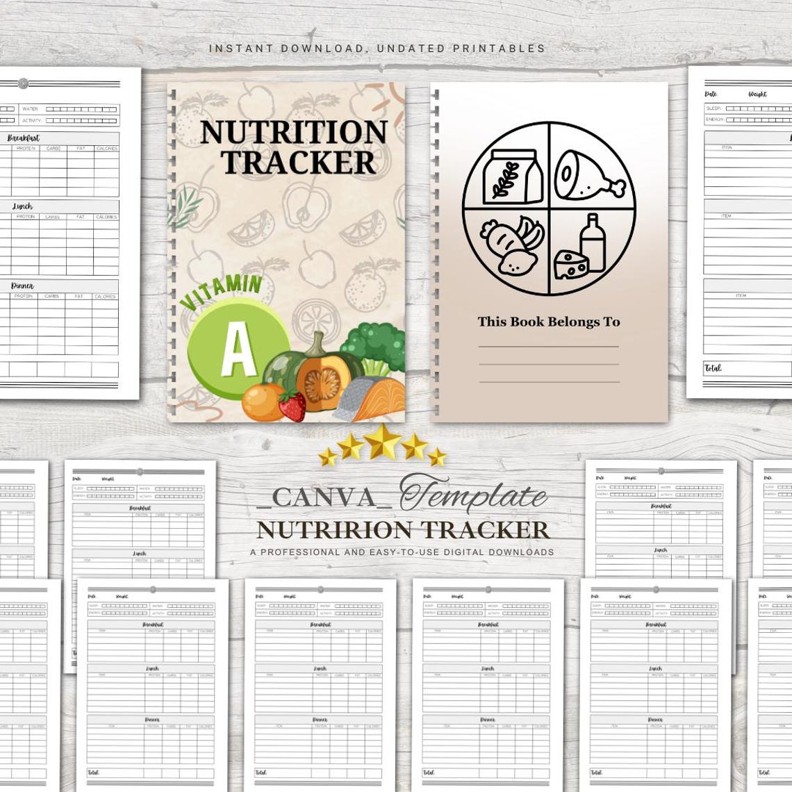 Nutrition Tracker, Weight Loss Tracker Logs, Food Journal, Habit ...