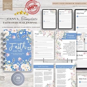 Faith Over Fear, Bible Journaling, Christian Quote Template, Flowers ...