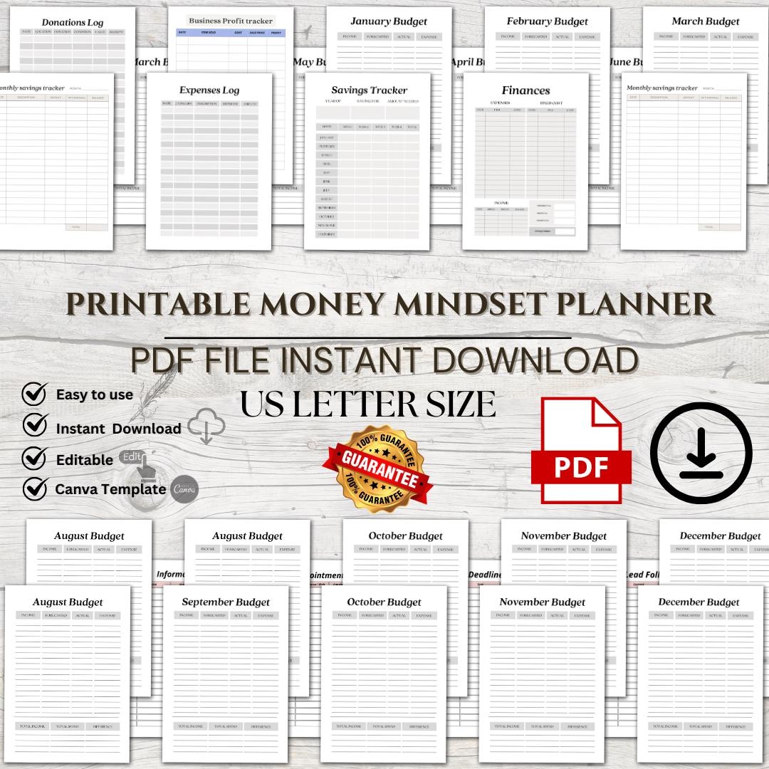 Money Mindset Planner, Budget Planner Organizer, Financial Tracker ...