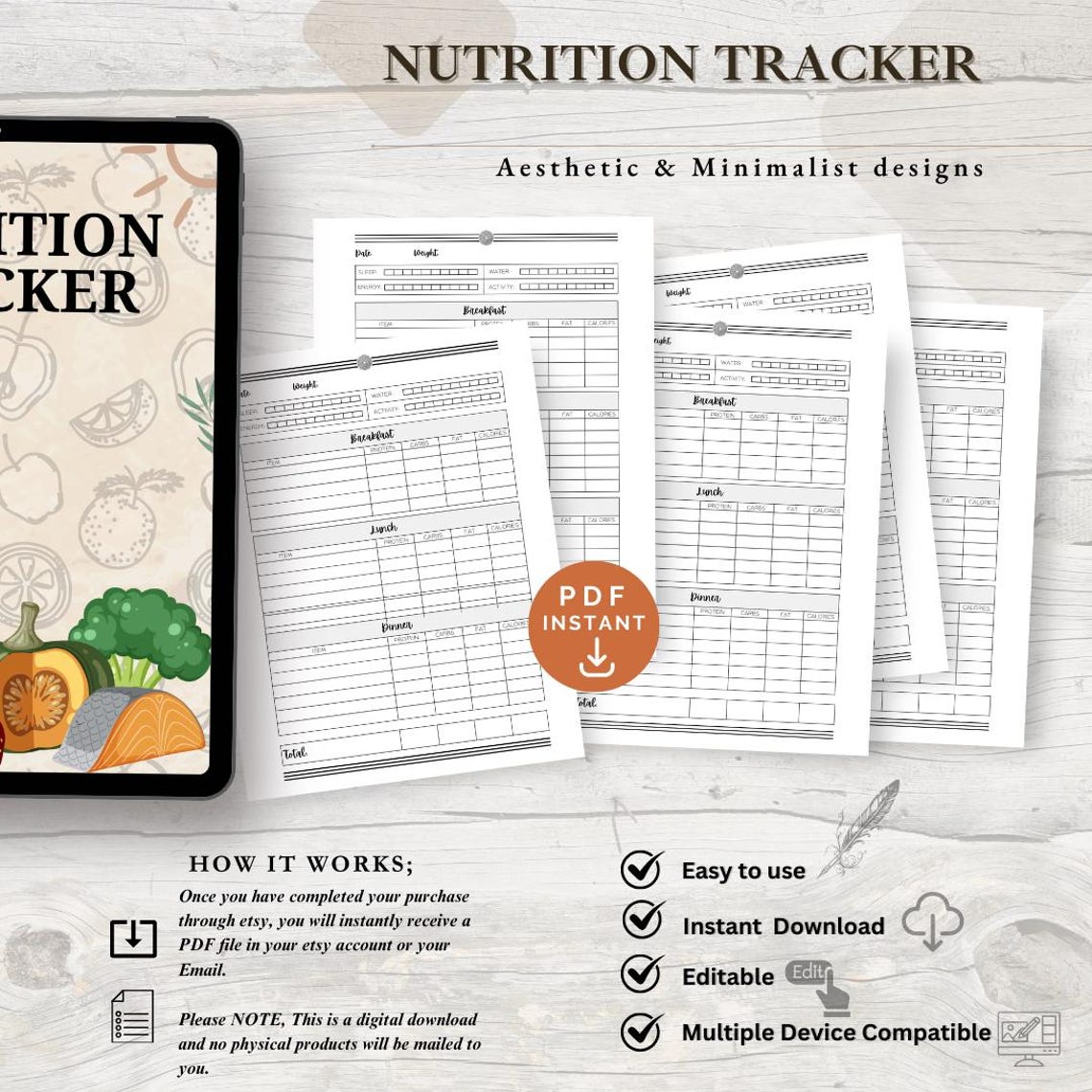 Nutrition Tracker, Weight Loss Tracker Logs, Food Journal, Habit ...