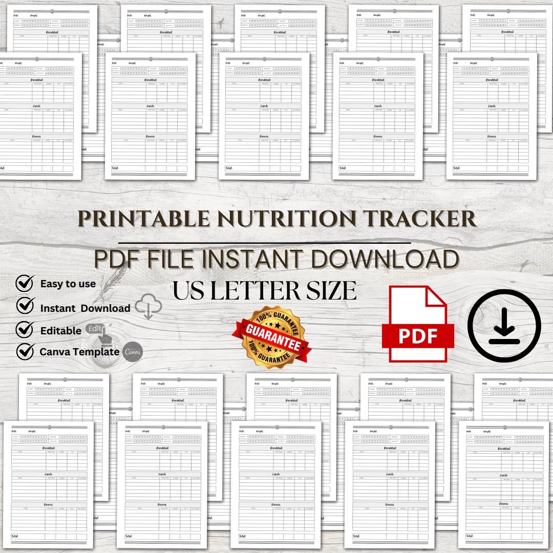 Nutrition Tracker, Weight Loss Tracker Logs, Food Journal, Habit ...