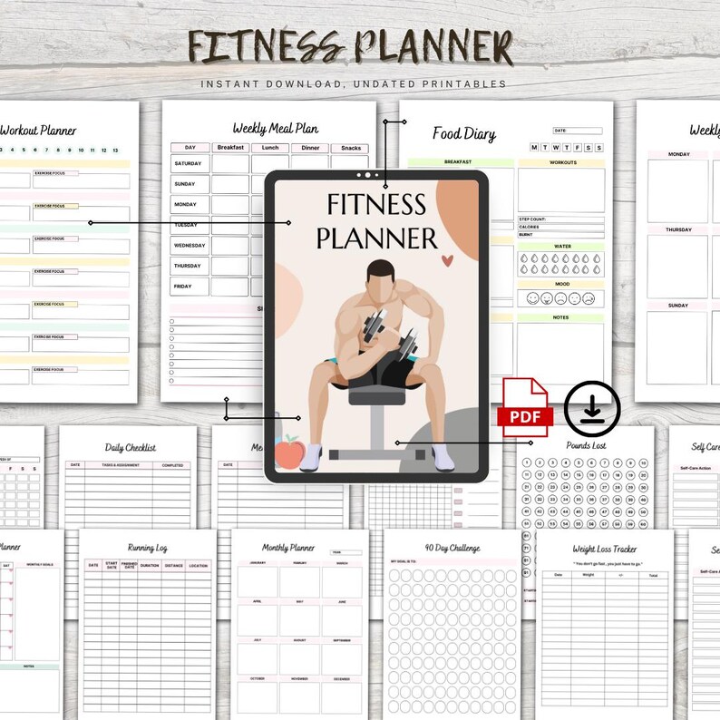 Digital Fitness Planner, Glow up Planner, Workout Exercise Planner for ...