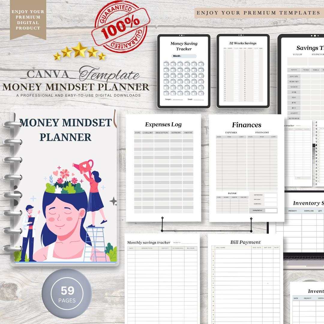 Money Mindset Planner, Budget Planner Organizer, Financial Tracker ...
